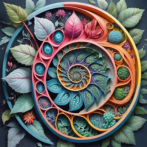 Fibonacci Sequence Circular Spiral Illustration For Adults Beautiful