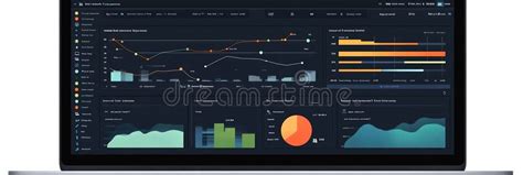 laptop displaying a dashboard with charts graphs and data