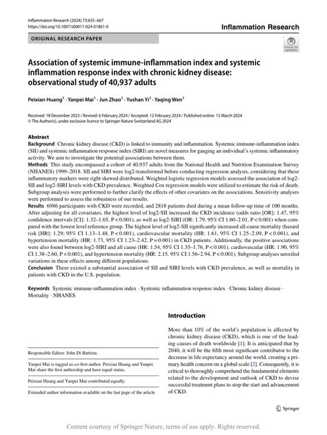 Association Of Systemic Immune Inflammation Index And Systemic