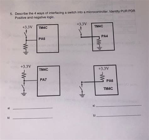 Solved 5 Describe The 4 Ways Of Interfacing A Switch Into A Chegg Com