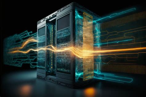 server room data center with cinematic lighting generative ai stock
