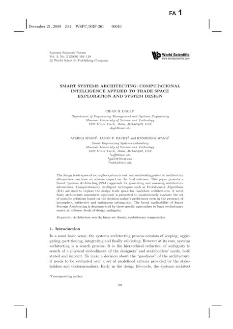 Pdf Smart Systems Architecting Computational Intelligence Applied To