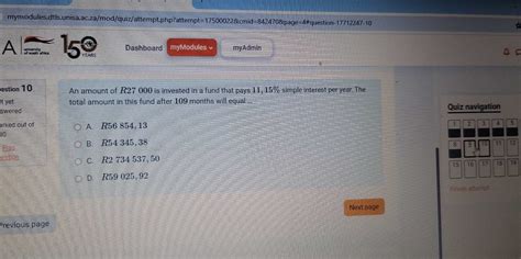 Solved Mymodules Dtls Unisa Ac Za Mod Quiz Attempt Php Attempt Cmid Page