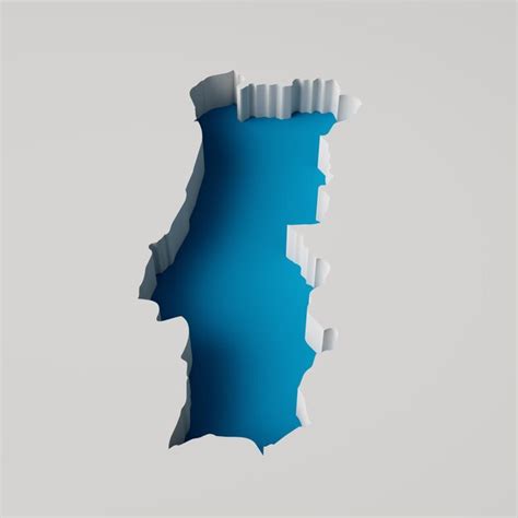 Premium Photo Portugal Map 3d Inner Extrude Map Sea Depth In Blue