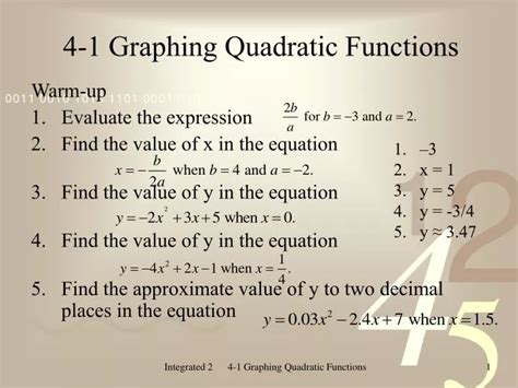 PPT 4 1 Graphing Quadratic Functions PowerPoint Presentation Free Download ID 667077