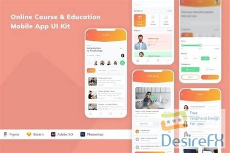 Download Online Course Education Mobile App UI Kit DesireFX COM