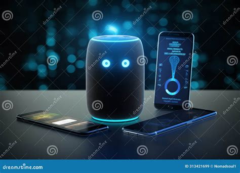 Chat Bot Interface On A Smart Speaker With Speech Bubbles And A Circuit