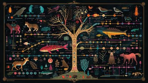 árvore Evolutiva Ilustrada Da Vida Uma Jornada Visual Através Do Tempo