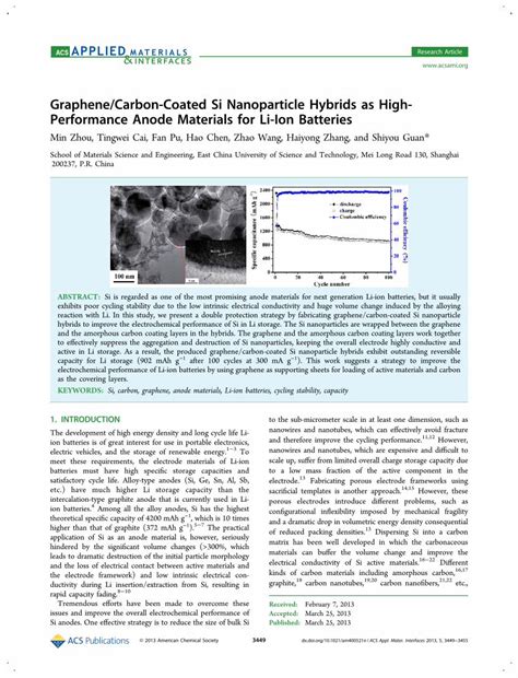 Pdf Graphenecarbon Coated Si Nanoparticle Hybrids As High