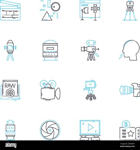 Email Marketing Linear Icons Set Automated Newsletter Broadcast