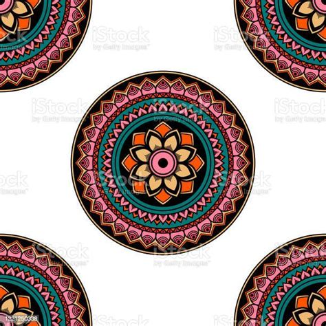 만다라 매끄러운 패턴 이슬람 아랍어 파키스탄 모로코 터키어 인도 스페인 모티브 벡터 일러스트 레이션 Eps 10 0명에 대한 스톡 벡터 아트 및 기타 이미지 Istock