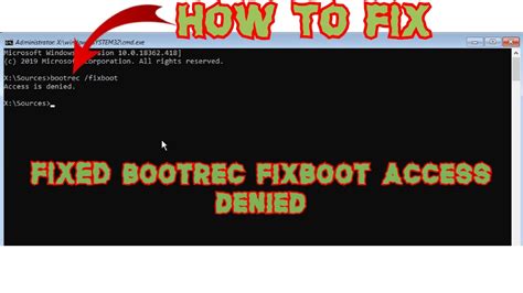 How to Fixed Bootrec /fixboot Access is Denied (Access is denied Windows 10 (Easy) - YouTube