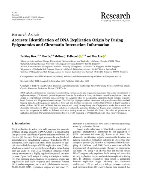Pdf Accurate Identification Of Dna Replication Origin By Fusing