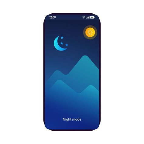 Night Mode App Smartphone Interface Vector Template Mobile Page Black