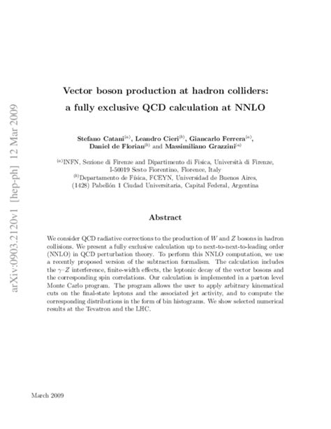 Pdf Vector Boson Production At Hadron Colliders A Fully Exclusive Qcd Calculation At Next To