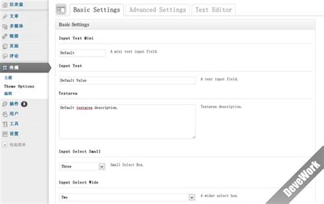 Wordpress主题后台选项开发框架 Options Framework 介绍 Devework