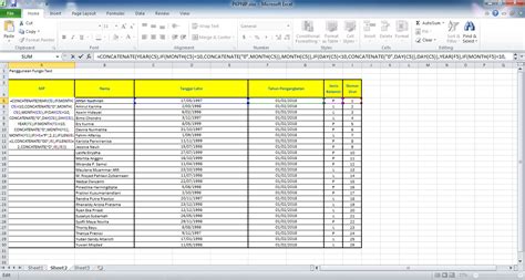Membuat Nip Pada Microsoft Excel