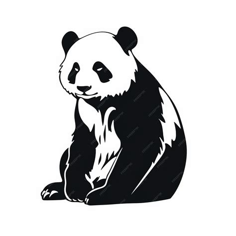 Premium Photo Cute Panda Silhouette Vector Primitive Drawing On White