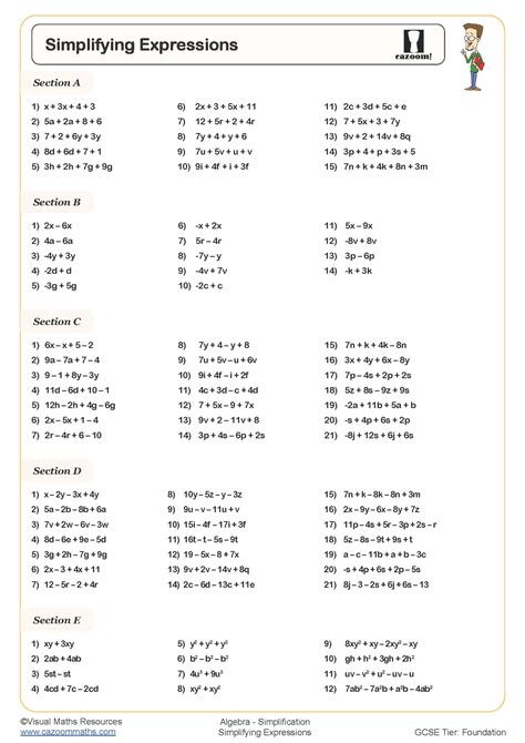 Simplify Equations Worksheet: A Guide to Mastering Algebraic Expressions