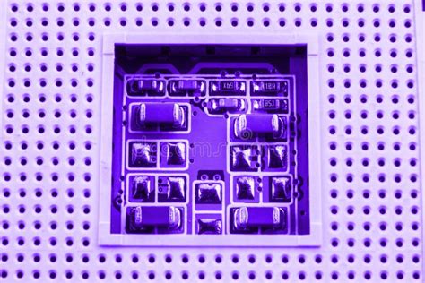 Cpu Socket On A Computer Motherboard Macro Close Stock Image Image Of Engineering Electricity
