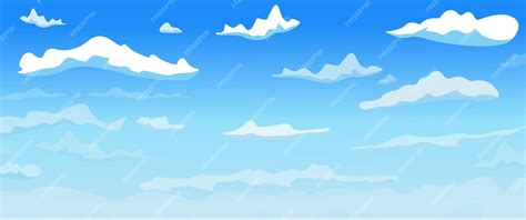 Premium Vector Cartoon Sky Vector Day Landscape Anime Style Clouds Background Design