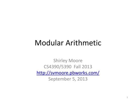 PPT Modular Arithmetic PowerPoint Presentation Free Download ID
