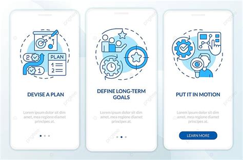 Planning Blue Onboarding Mobile App Screen Mobile Instructions Development Vector Mobile