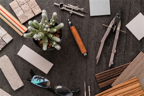 현재 클라이언트 소재 보드에 대 한 자연 소재 옵션의 샘플 하우스 디자인 아이디어 개념 개념에 대한 스톡 사진 및 기타 이미지 개념 건설 산업 건축 Istock