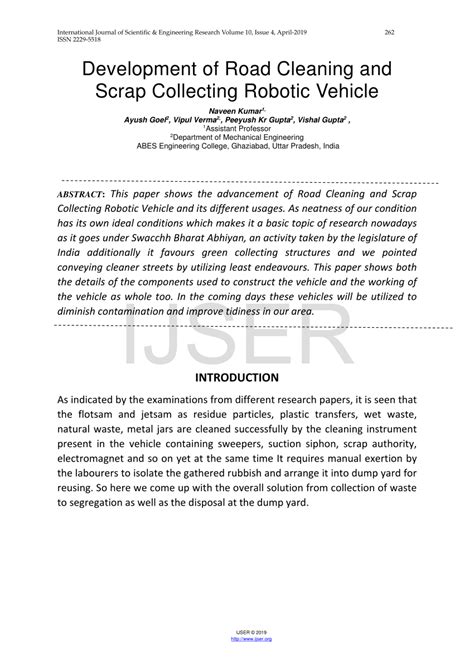 Pdf Development Of Road Cleaning And Scrap Collecting Robotic Vehicle