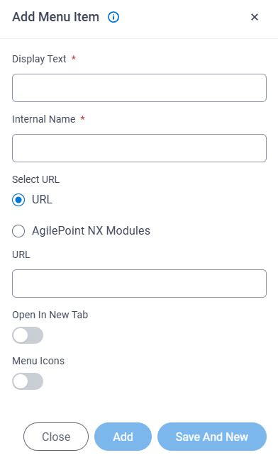 Add Menu Item Screen