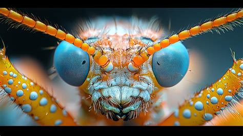 Detailed Microscope View Of Complex Insect Anatomy With Fine Details Of