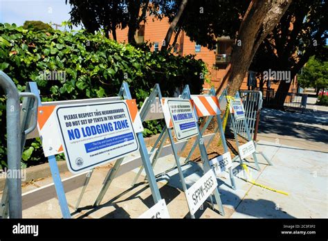 Signs Warning Homeless People Against Illegal Encampments In A San Francisco Neighborhood No