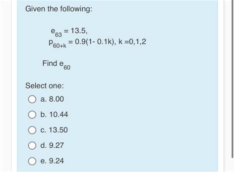 Actuarial Science Curtate Expectation Of Life Aged X Question