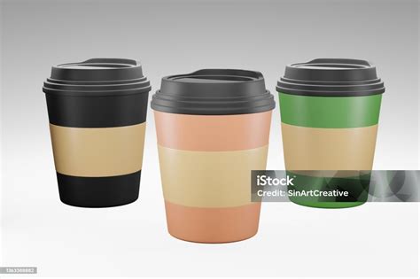 커피 나 차를위한 플라스틱 뚜껑이있는 현실적인 빈 종이 컵 3d 패키지 제품 마시는 머그잔 모형 0명에 대한 스톡 사진 및 기타 이미지 Istock