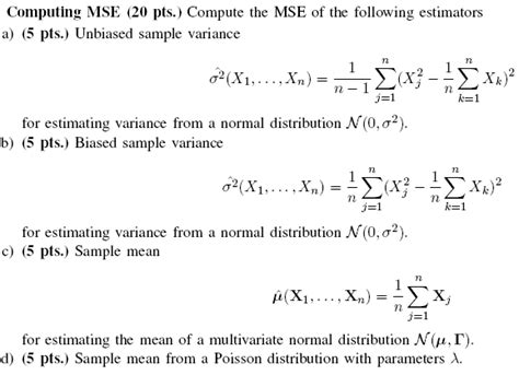 Solved Computing MSE Pts Compute The MSE Of The Chegg