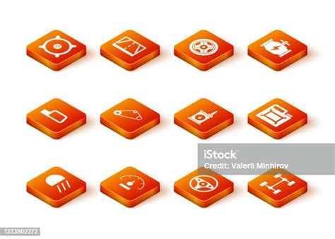 설정 높은 빔 Speedometer 자동차 거울 타이밍 벨트 키트 스티어링 휠 모터 오일캐니스터 섀시 자동차와 아이콘 벡터 3차원 형태에 대한 스톡 벡터 아트 및 기타