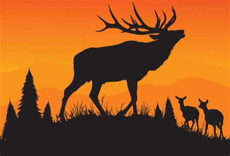 Bull Elk Bugling Silhouette