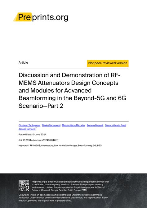 Pdf Discussion And Demonstration Of Rf Mems Attenuators Design