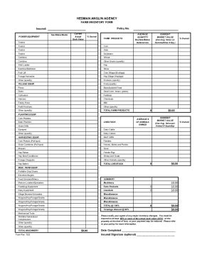 Fillable Online Farm Inventory Form Fax Email Print PdfFiller