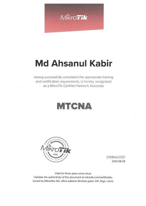 Md Ahsanul Kabir On Linkedin Alhamdulillah Successfully Done Mikrotik Certified Network Associate