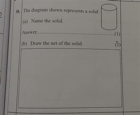 Solved The Diagram Shown Represents A Solid A Name The Solid Answer B Draw The Ne