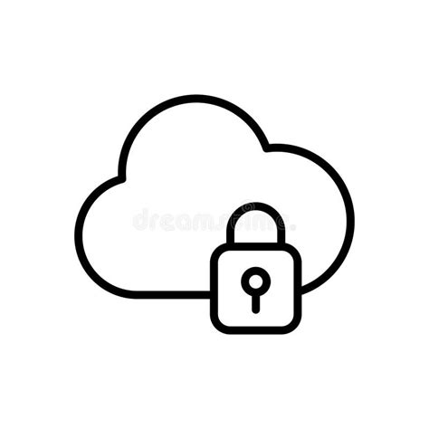 Cloud Computing With Padlock Line Style Icon Stock Vector