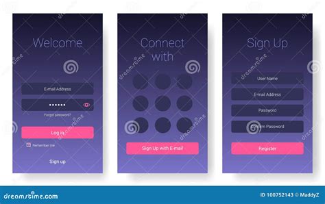 Set Of Modern User Interface Ux Ui Screen Wallpapers For Smart Phone Mobile Application