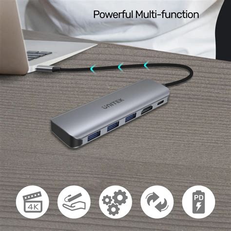 Hub Unitek Usb C 3xusb 3 1 Gen1 Pd 100w Hdmi 4k