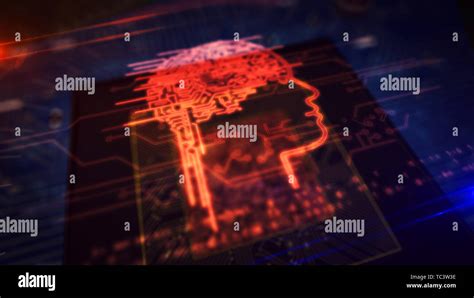 Artificial Intelligence With Cybernetic Brain Hologram Over Working