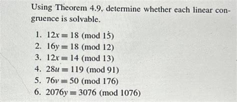 Solved Using Theorem 4 9 Determine Whether Each Linear