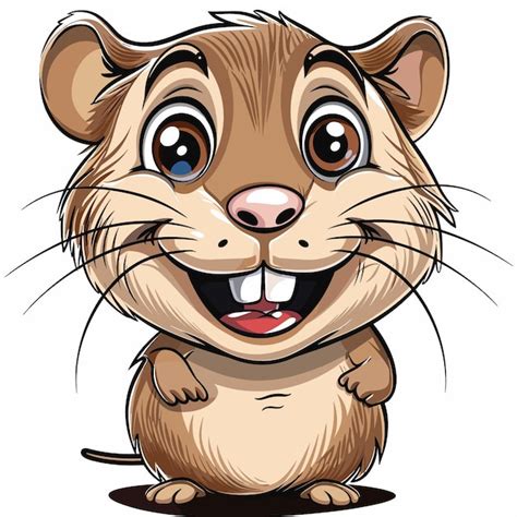 색 바탕에 있는 귀여운 햄스터 만화 터 일러스트레이션 프리미엄 벡터