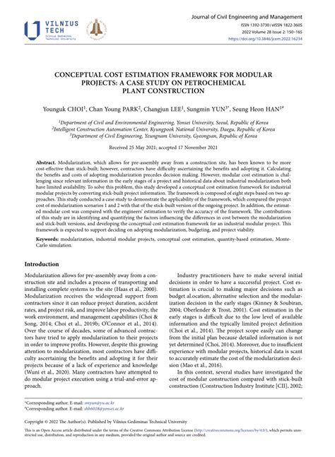pdf conceptual cost estimation framework for modular projects a case