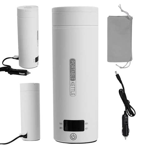 차량용 전기 주전자 여행용 가열 머그잔 휴대용 Lcd 디스플레이 급속 범용 온도 조절 12v 티몬