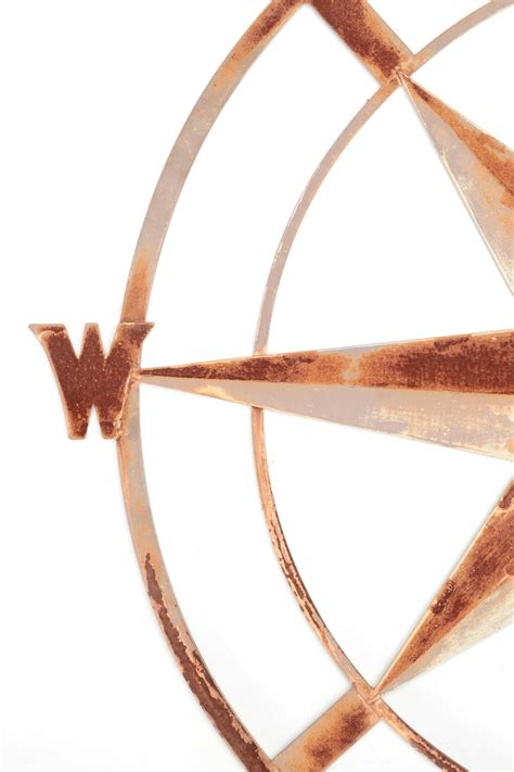Farmhouse Style Compass Motif Metal Wall Hanging Décor Ebth
